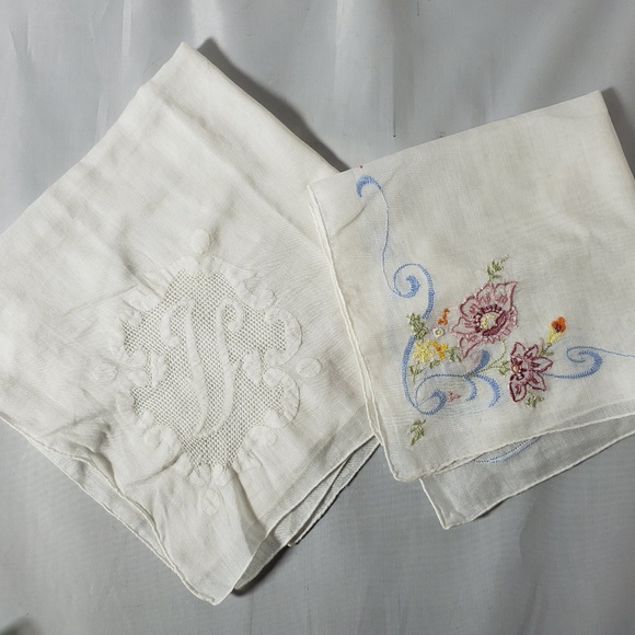 Accessories | Vintage Antique Handkerchiefs Monogram Flower 2 | Poshmark